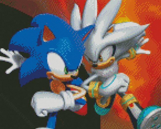 Silver The Hedgehog And Sonic - Diamond Painting - DiamondPaint.PRO