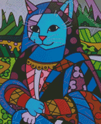 Mona Lisa Romero Britto Cat - Diamond Painting - DiamondPaint.PRO