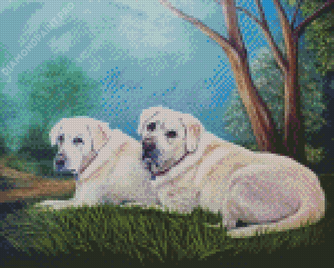 White Labrador Dogs Art - Diamond Painting - DiamondPaint.PRO