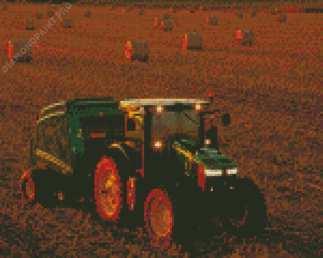 Aesthetic Tractor In Hay Field - Diamond Painting - DiamondPaint.PRO