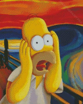 Homer Simpson In The Scream - Diamond Painting - DiamondPaint.PRO